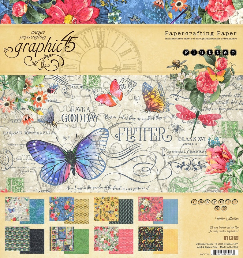 Graphic 45 Flutter 8”x 8” Paper Pad - Etsy