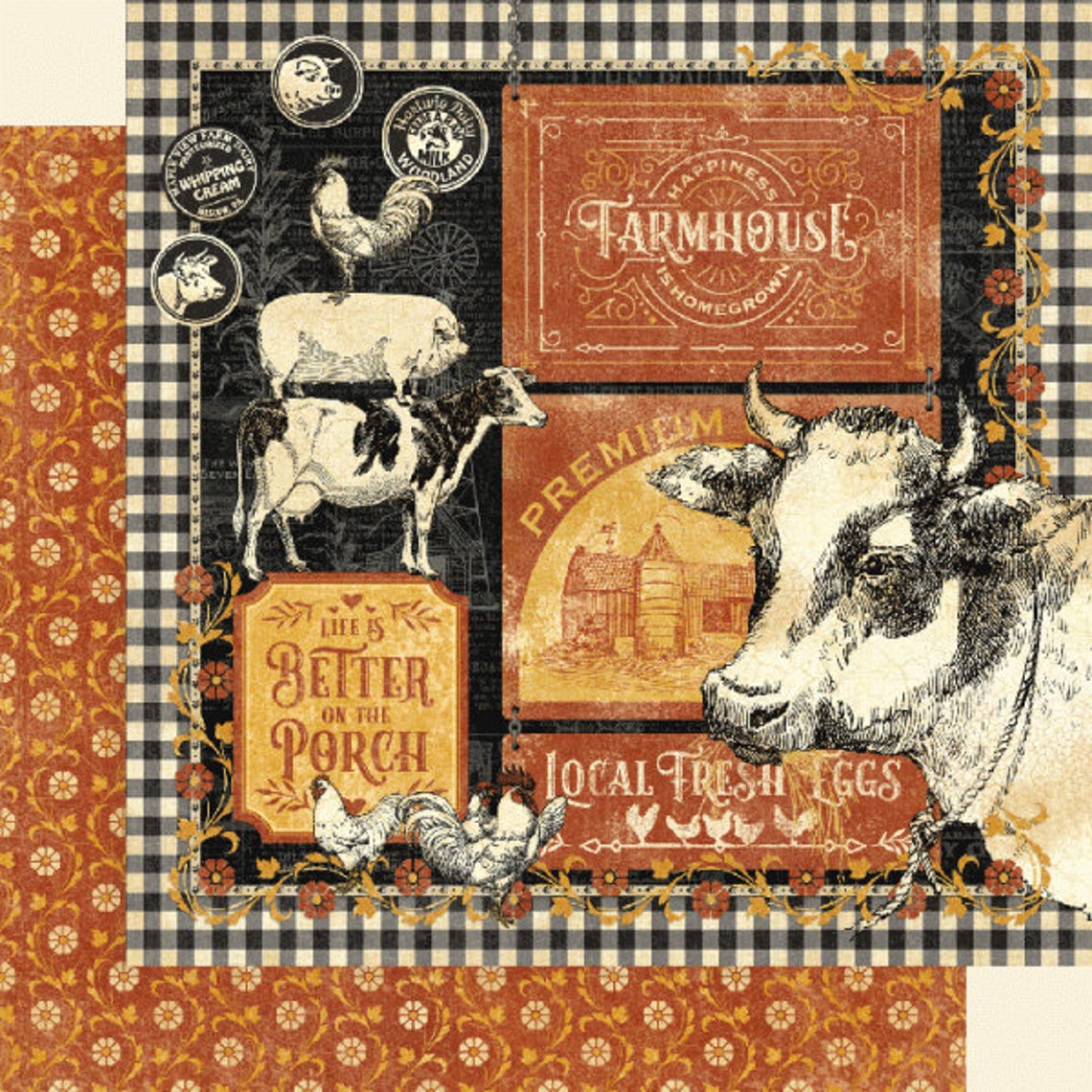 Graphic 45 Farmhouse 8 Sheets 12 X 12 - Etsy