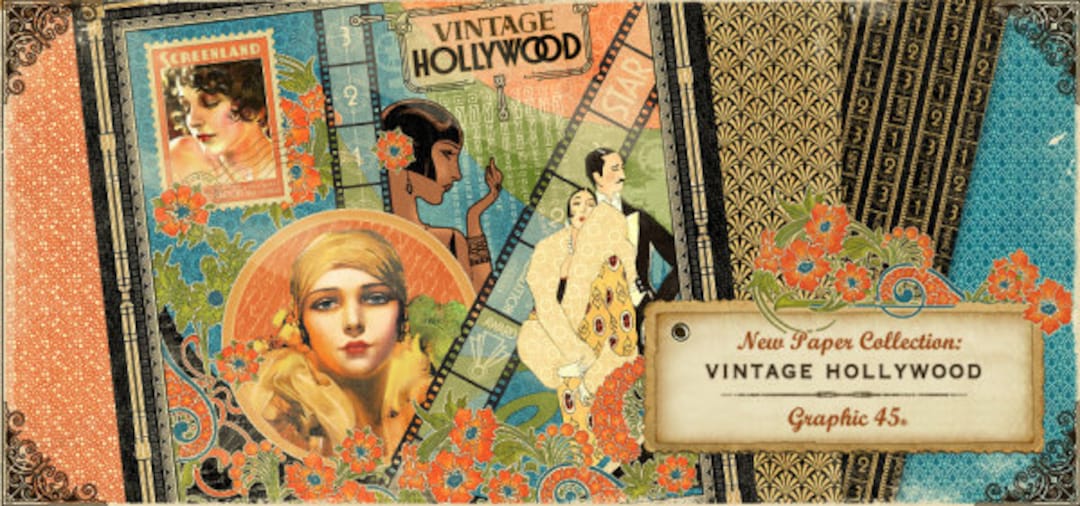 Graphic 45 Vintage Hollywood 12x12 Paper Set - 1 of Each 8 Design ...
