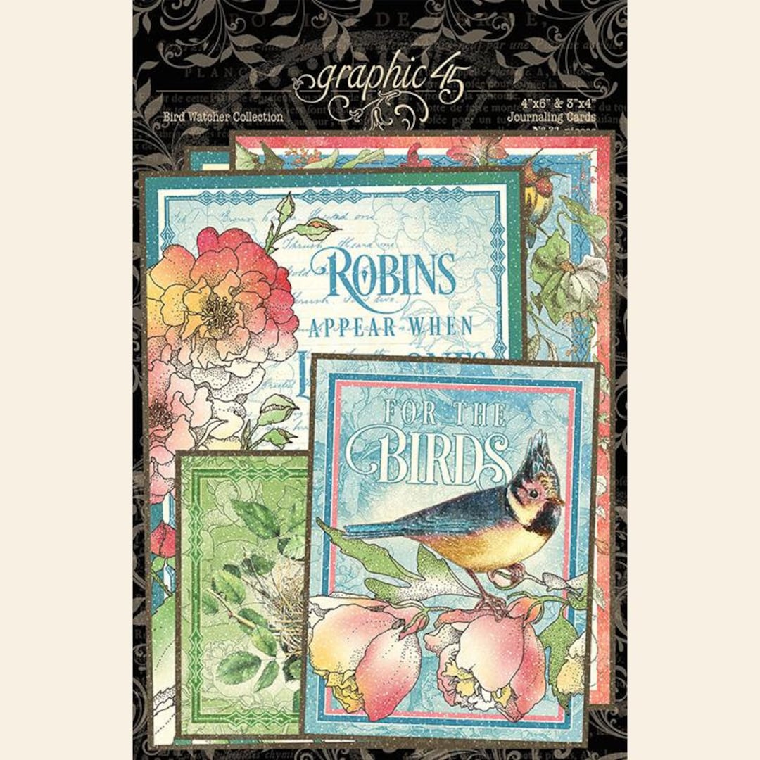 Graphic 45 Bird Watcher Journaling Cards for Cardstock, Scrapbooking ...