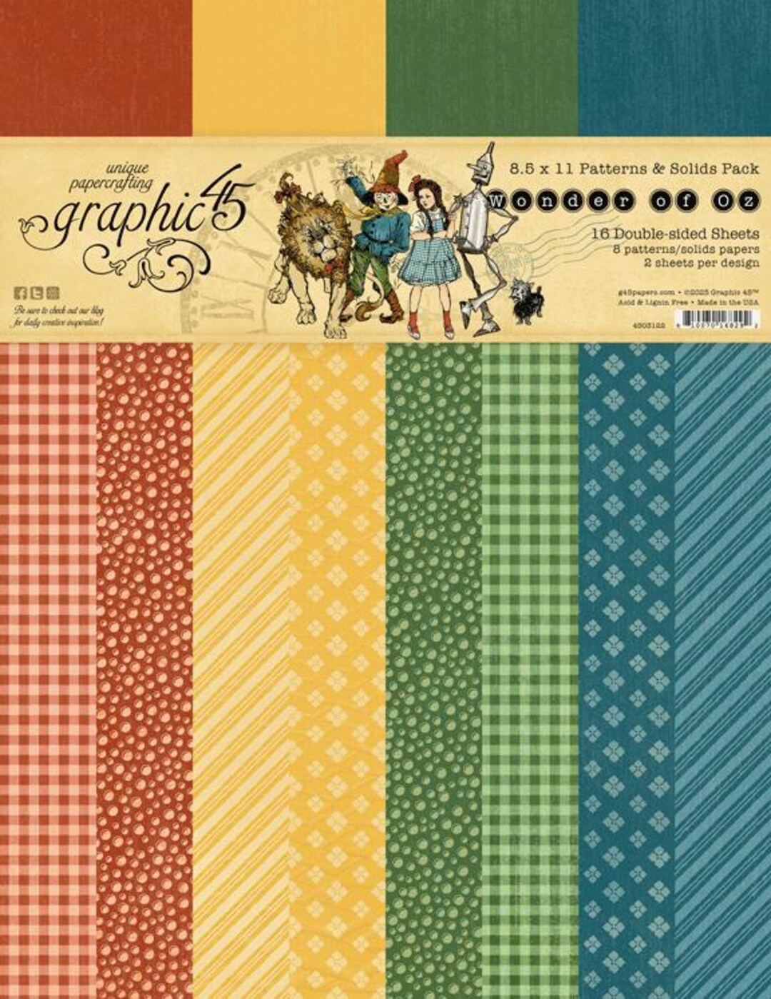 Graphic 45 Wonder of Oz 8.5 X 11 Patterns & Solids Pack - Etsy