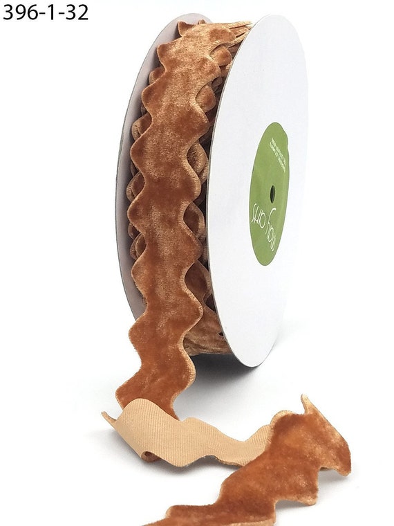 1 Inch Velvet Ric Rac Ribbon 396-1-32 ANTIQUE GOLD May Arts | Etsy