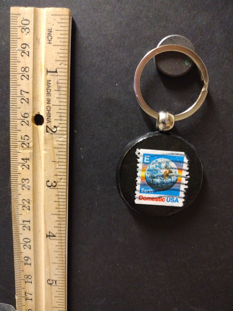 Postage Stamp Keychain Planet Earth - Etsy