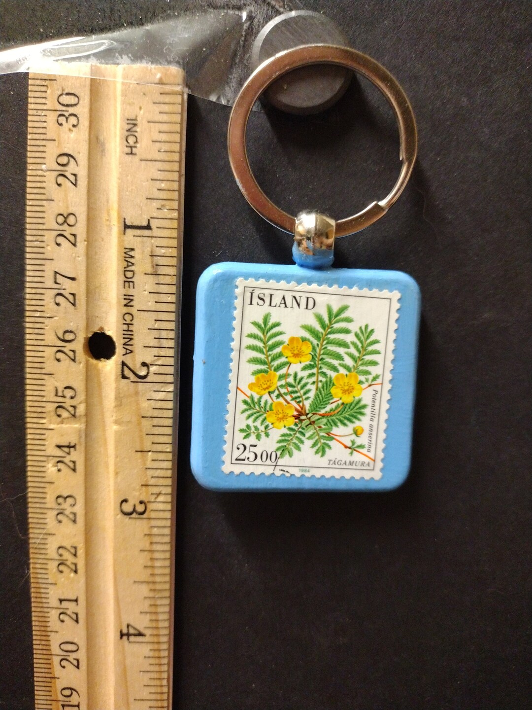 Postage Stamp Keychain Iceland Flowers - Etsy