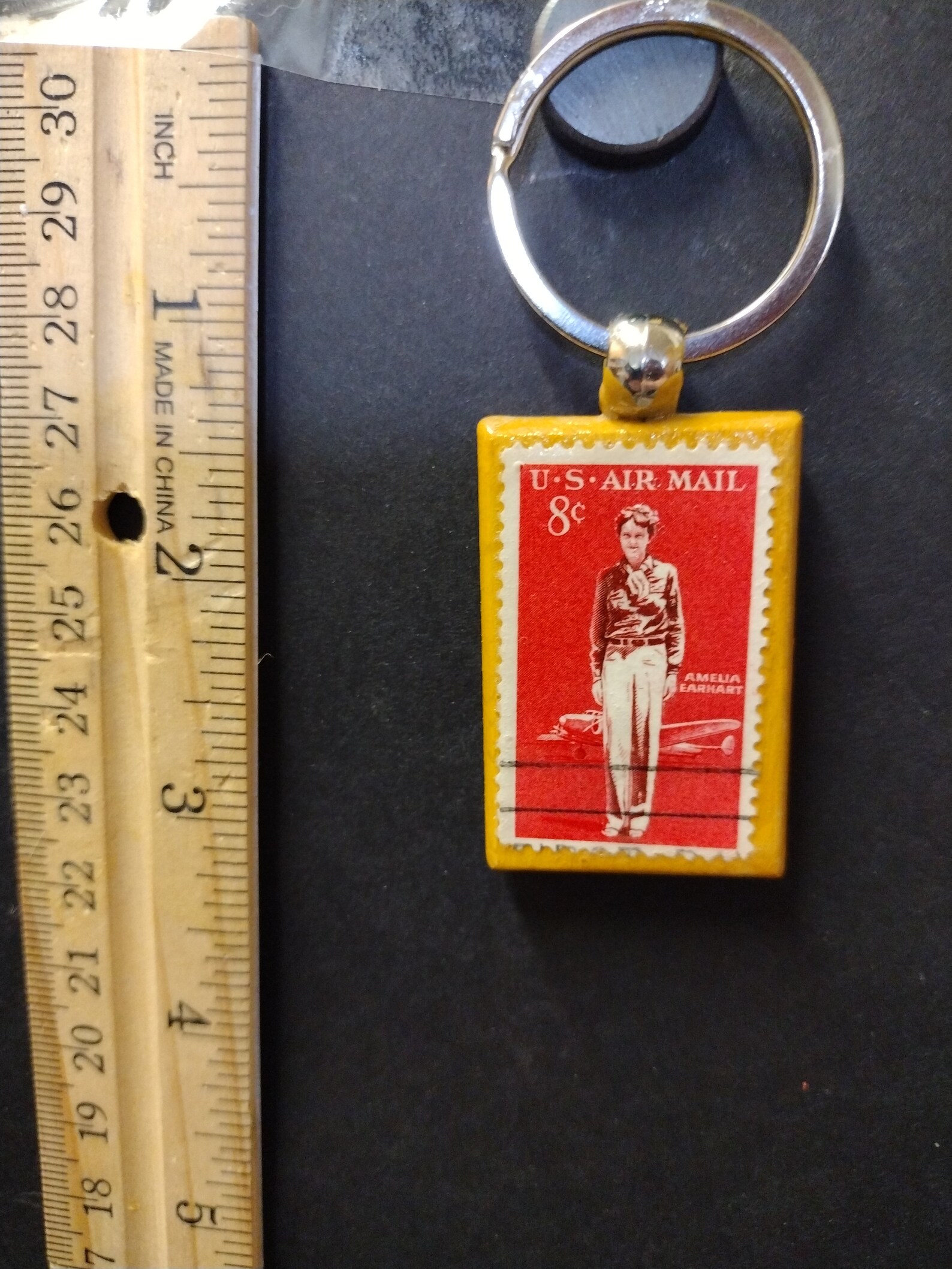 Postage Stamp Keychain United States Amelia Earhart - Etsy