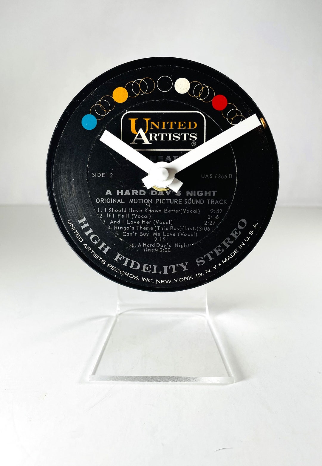 THE BEATLES Record Album Label Desk Clock W/stand A Hard - Etsy
