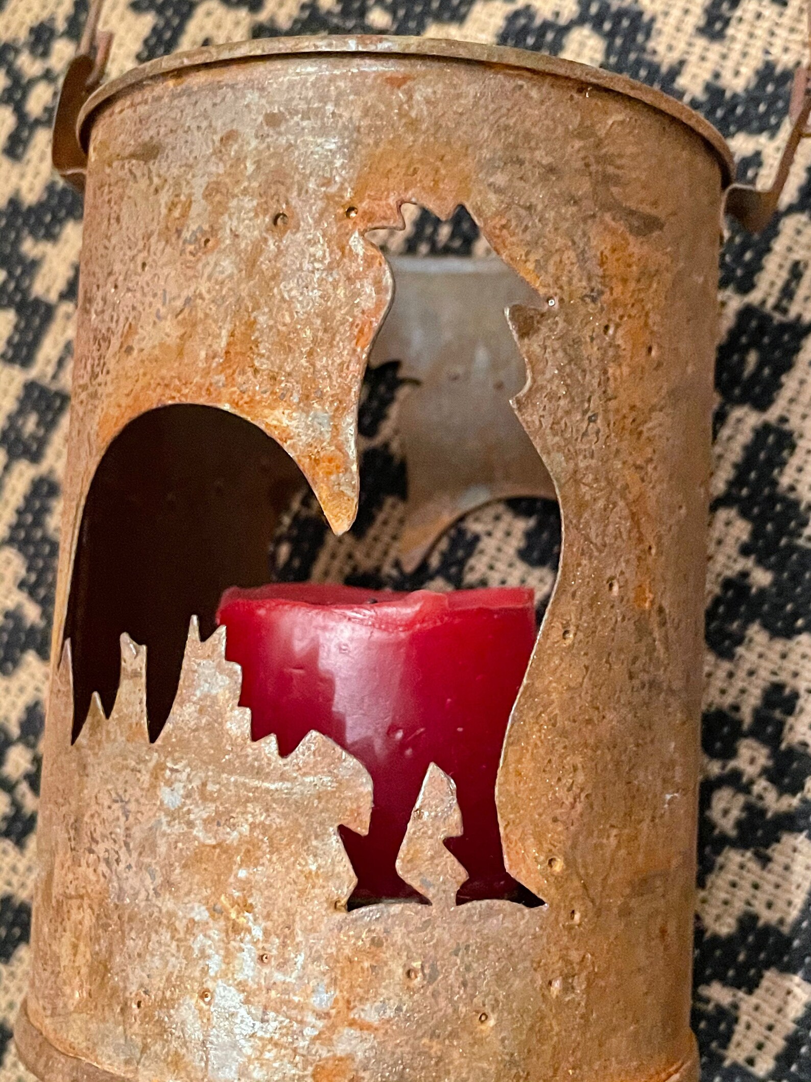 Rusty Chicken Cut Out Candle Holder - Etsy