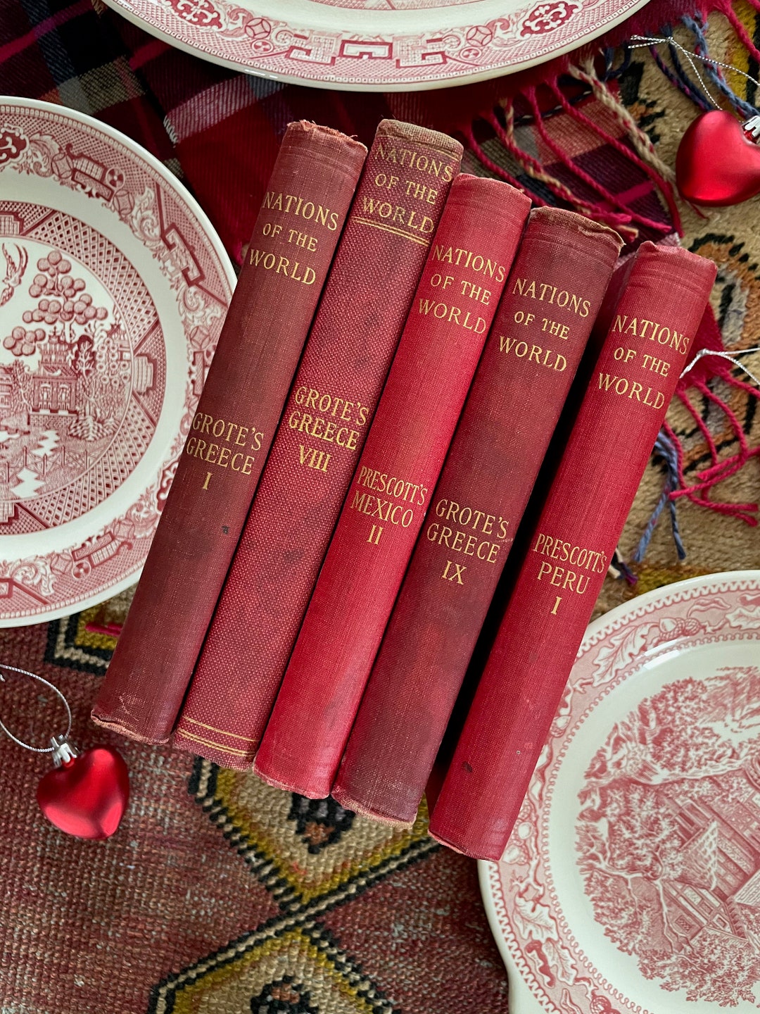 Five Red Antique (some 1898) Books Nations of the World - Etsy