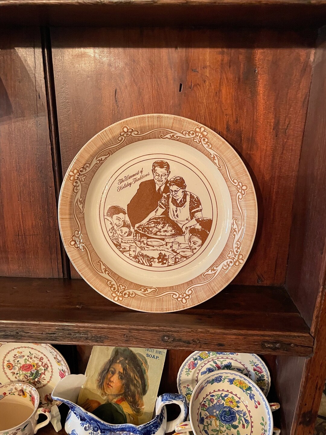 Norman Rockwell Pie Plate - Freedom From Want - Brown White ...
