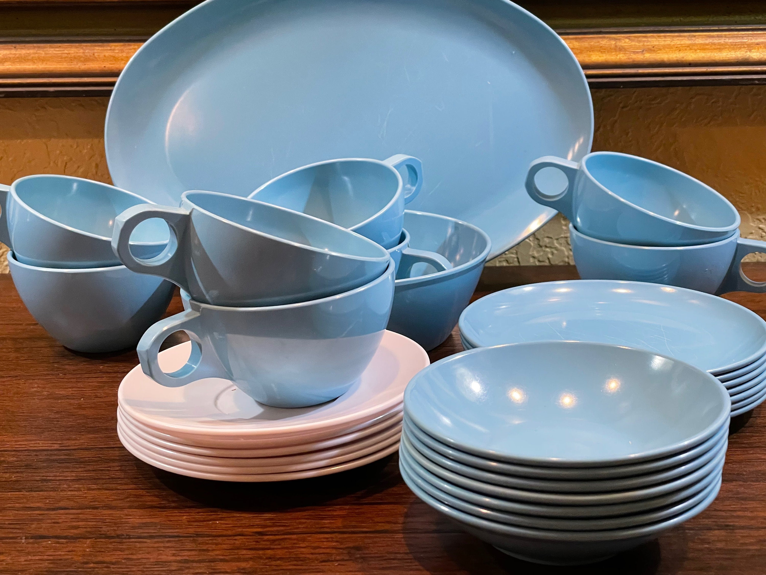 30 Pcs. Stetson Melamine Turquoise Dishes MCM Lincoln Illinois - Etsy