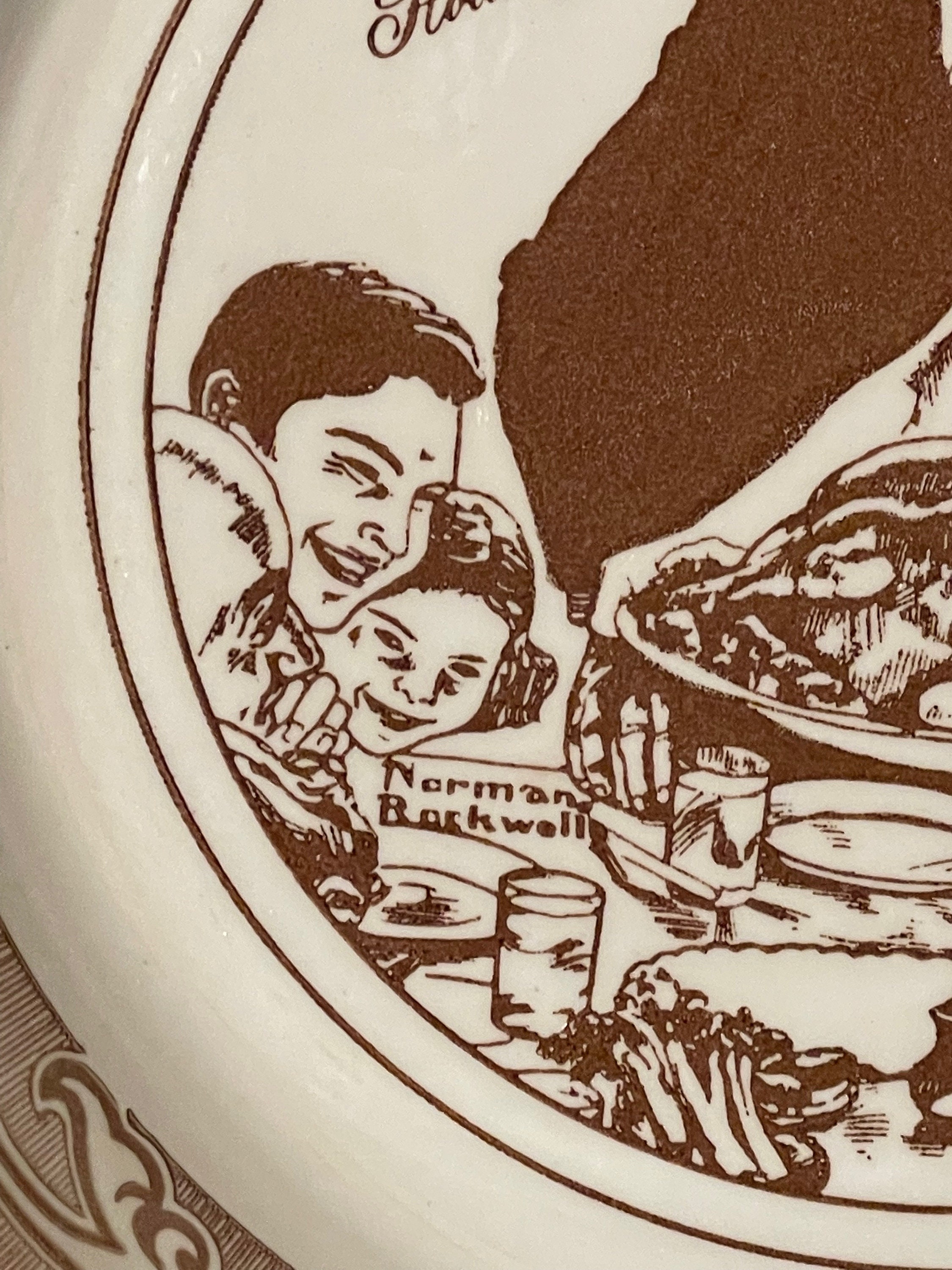 Norman Rockwell Pie Plate Freedom From Want Brown White - Etsy