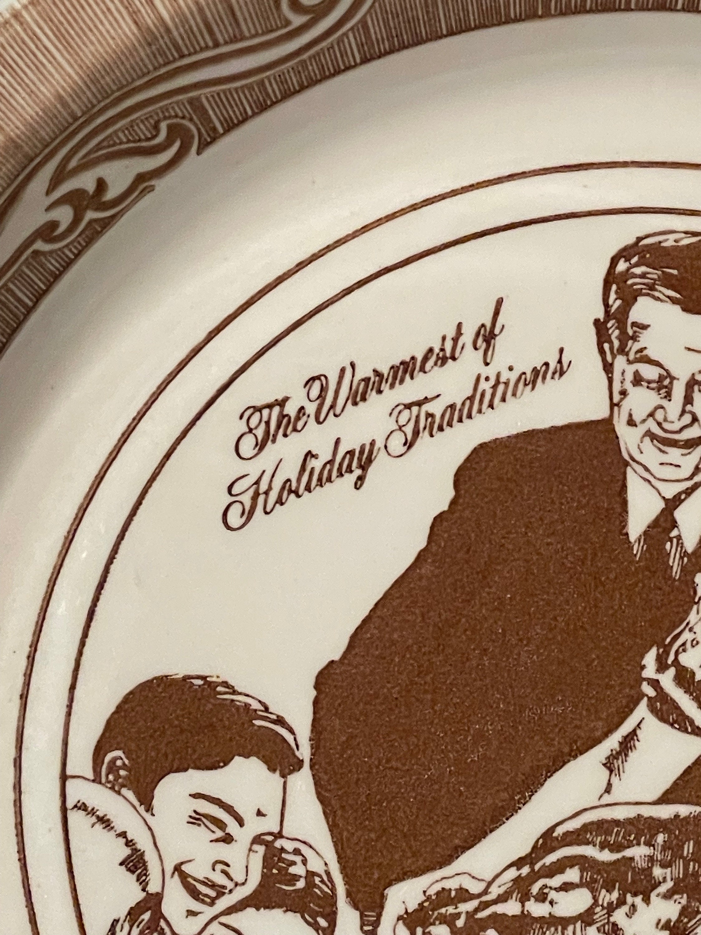Norman Rockwell Pie Plate - Freedom From Want - Brown White ...