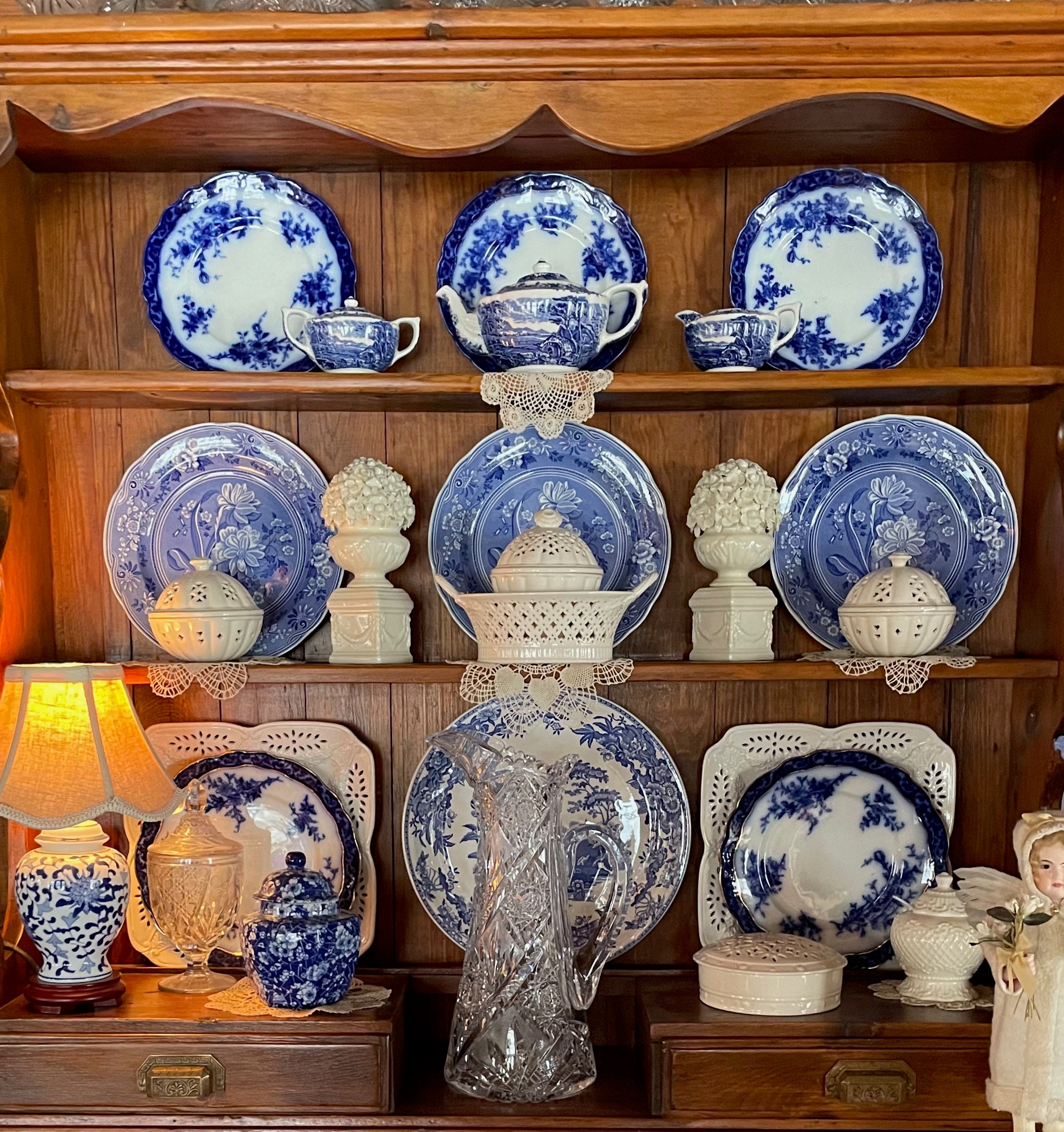 Antique Flow Blue Stanley Pottery England Touraine Pattern Luncheon ...