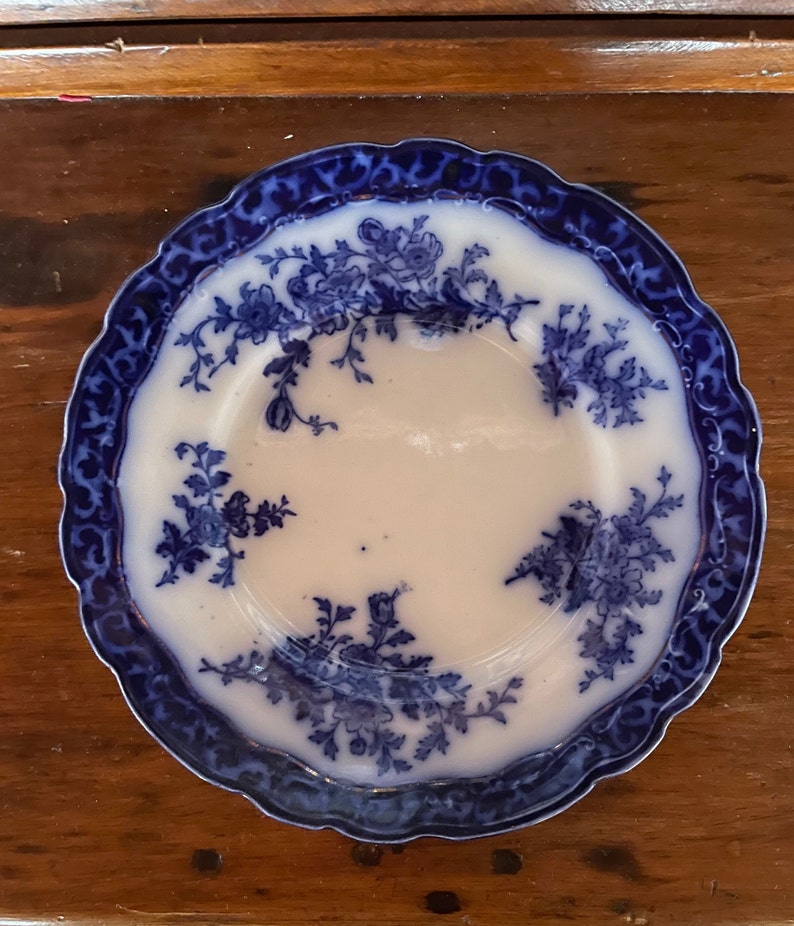 Antique Flow Blue Stanley Pottery England Touraine Pattern Luncheon ...