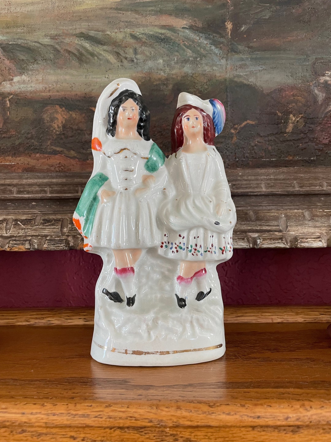 Antique English Staffordshire Flat Back Figures Dancing Statue - Etsy