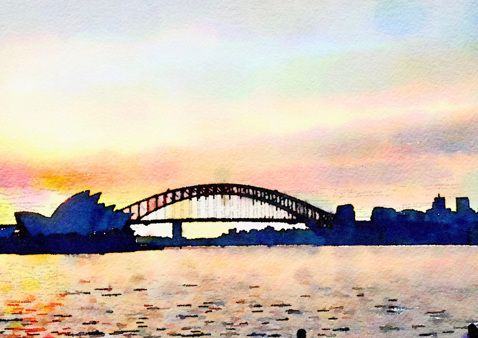Watercolor Print - Sydney Harbour Bridge at Sunset - Australia - Etsy