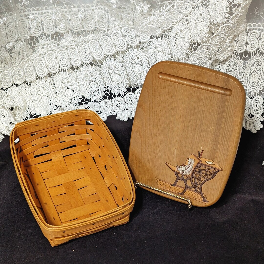 Longaberger Handwoven Note Pal Basket With Hand Painted Wooden Lid by K ...