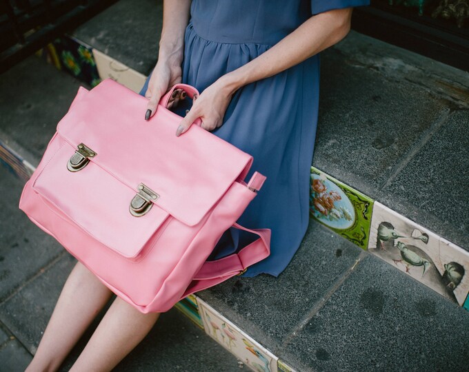 SPECIAL Pink Backpack Back to School Gift Student Bag - Etsy