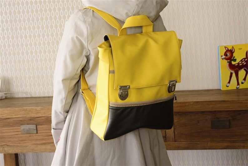 Eco Friendly College Bag Mustard Yellow Backpack Bag Vegan - Etsy