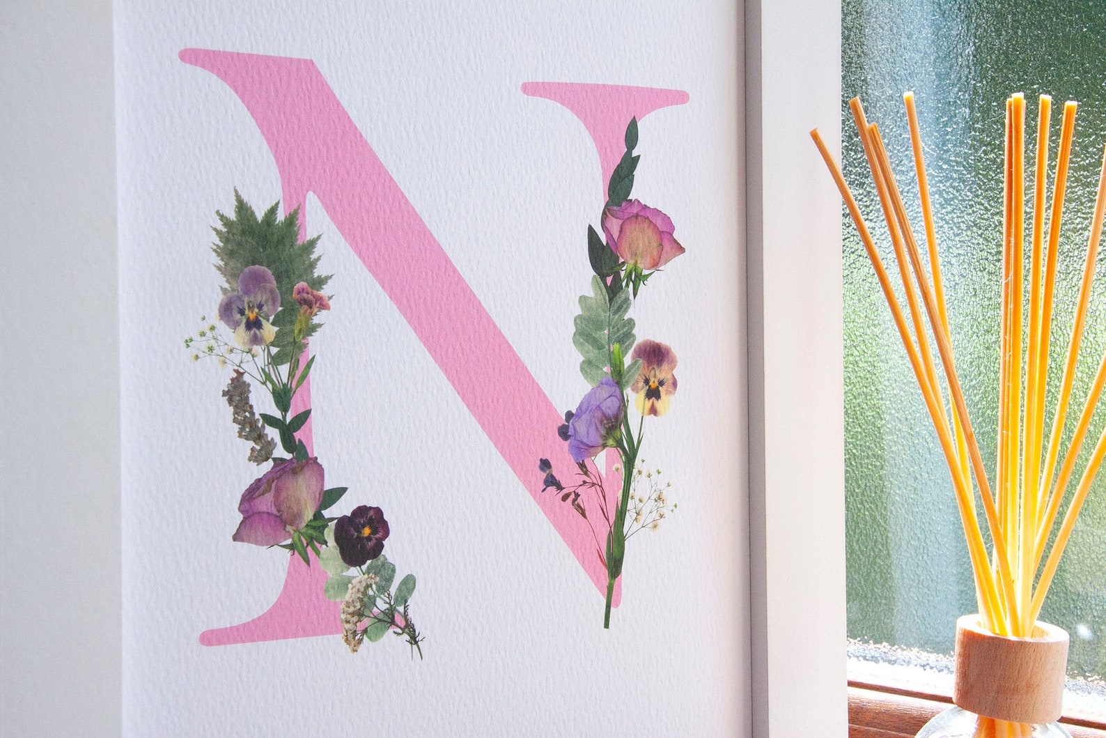 Personalised Initial PRESSED FLOWER A4 Print Gift / Girls - Etsy UK