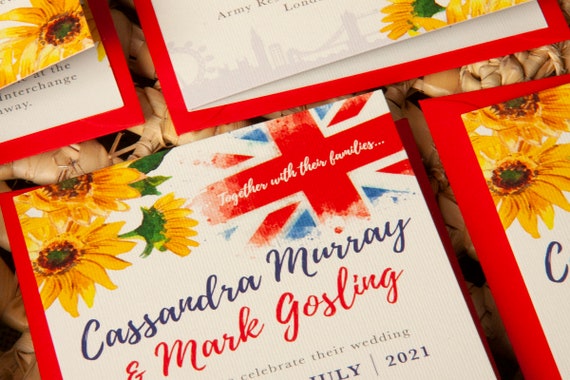 Union Jack Wedding Invitation Princess Carriage Wedding Invitation