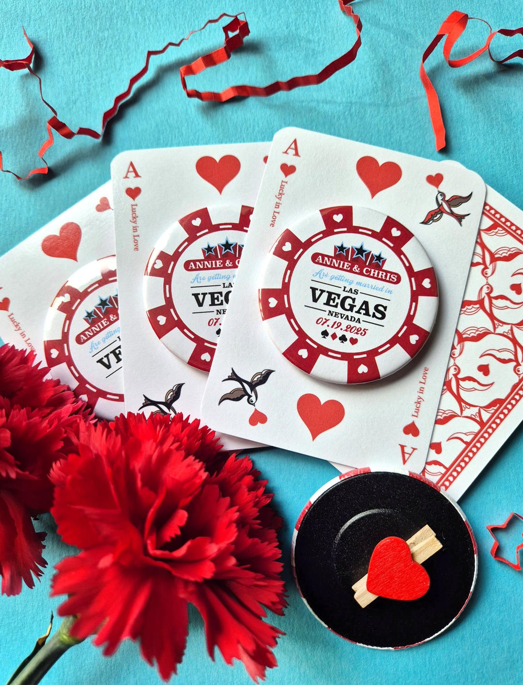 Vegas Poker Chip Save the Date Magnets on Stylish A7 Backing Card - Etsy UK