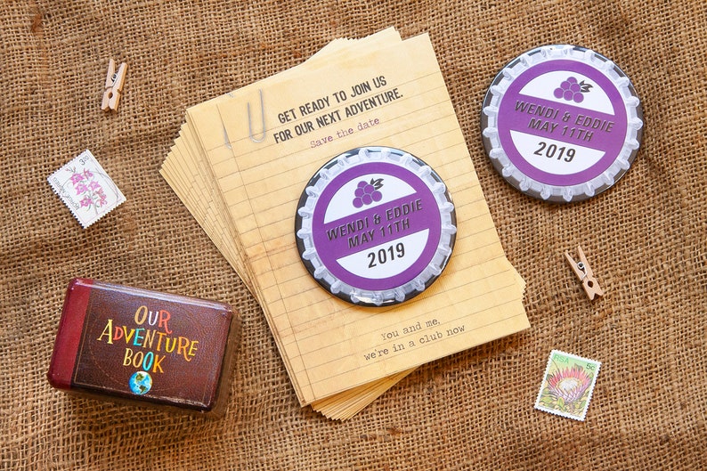 DISNEY UP Save the Date 77mm bottle cap magnets with backing | Etsy
