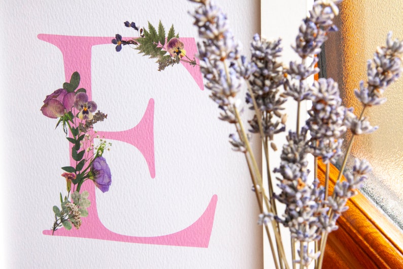 Personalised Initial PRESSED FLOWER A4 print Gift / Girls | Etsy