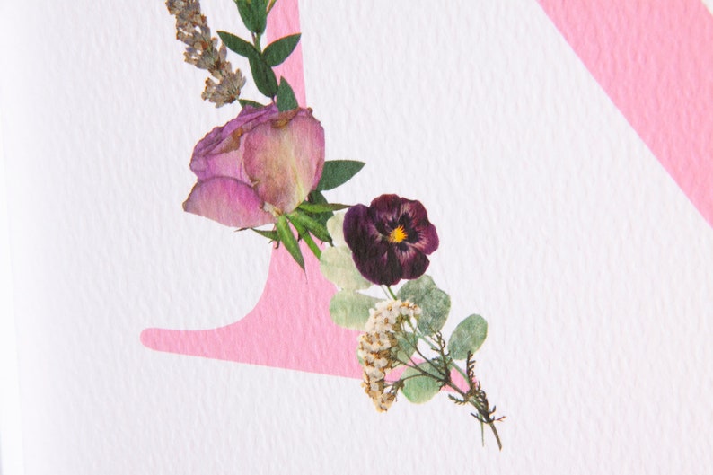 Personalised Initial PRESSED FLOWER A4 print Gift / Girls | Etsy