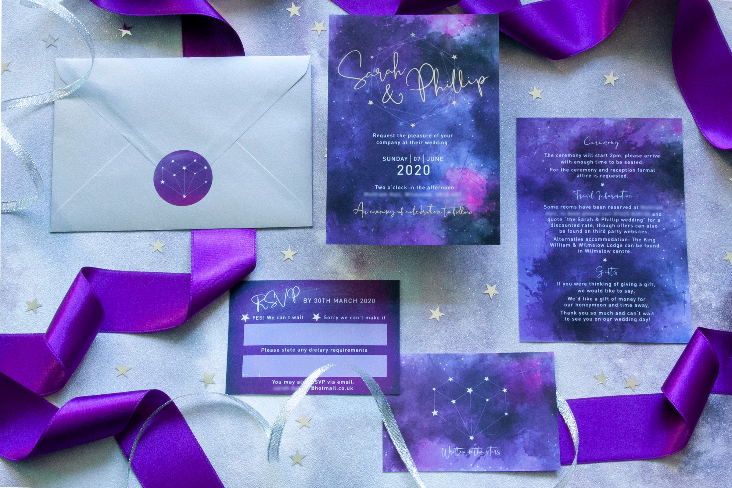 Written IN THE STARS Foiled Wedding / Party Invitation - Etsy UK