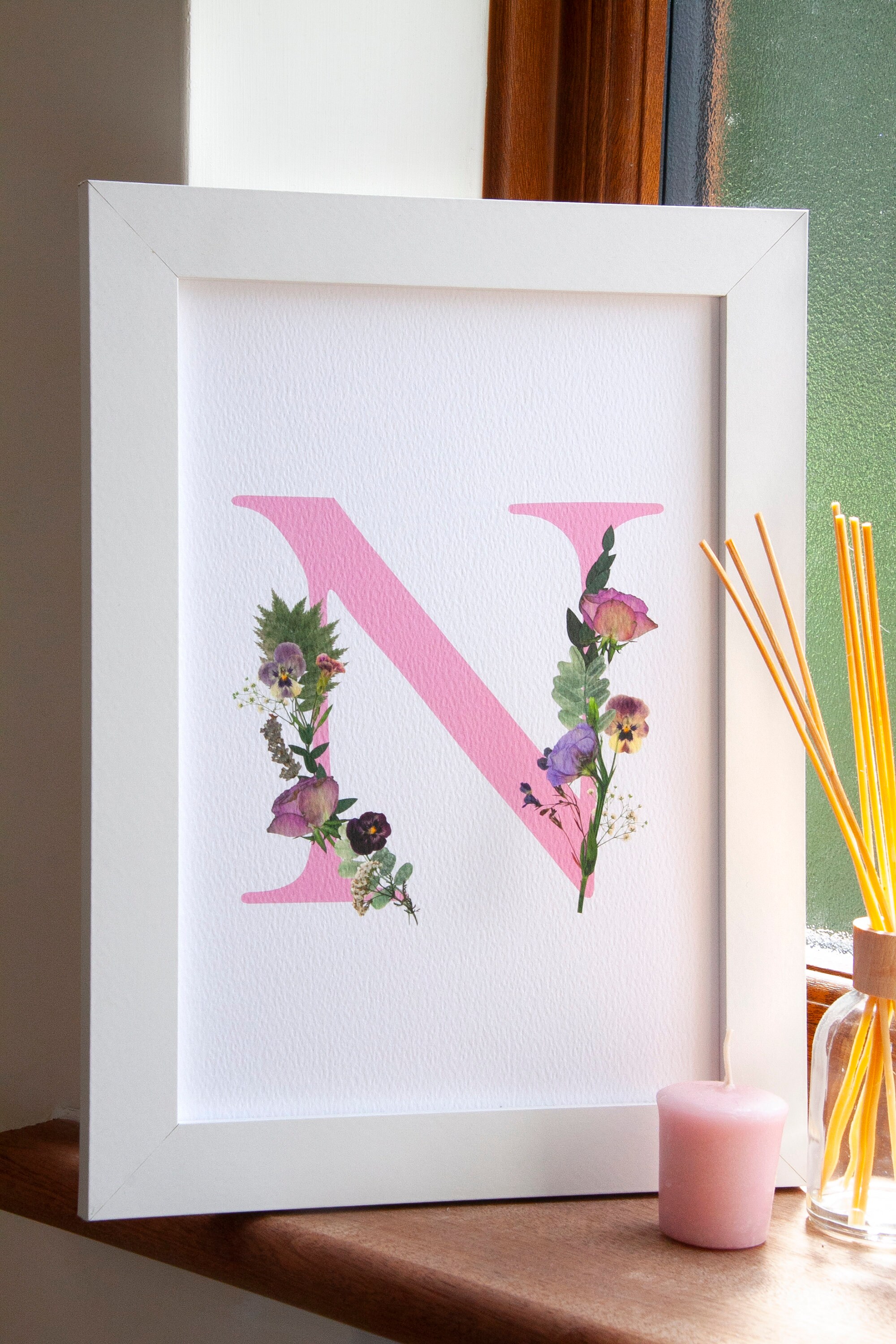 Personalised Initial PRESSED FLOWER A4 Print Gift / Girls - Etsy UK