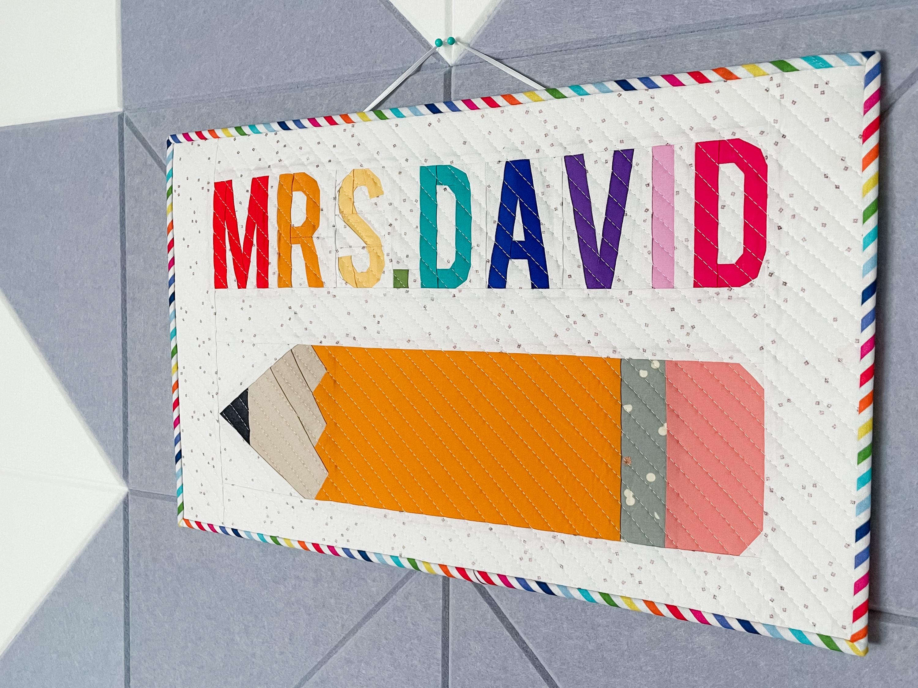 Custom Quilted Teacher Name Sign | Wall Hanging | Classroom Banner ...