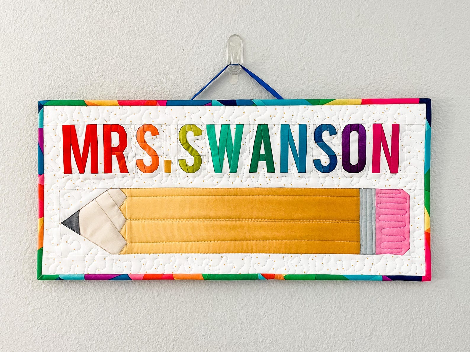 Custom Quilted Teacher Name Sign | Wall Hanging | Classroom Banner ...
