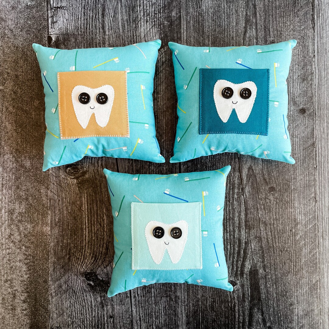 Tooth Fairy Pillow - Teal | Stuffed Tooth Pillow With Pocket, Hand ...