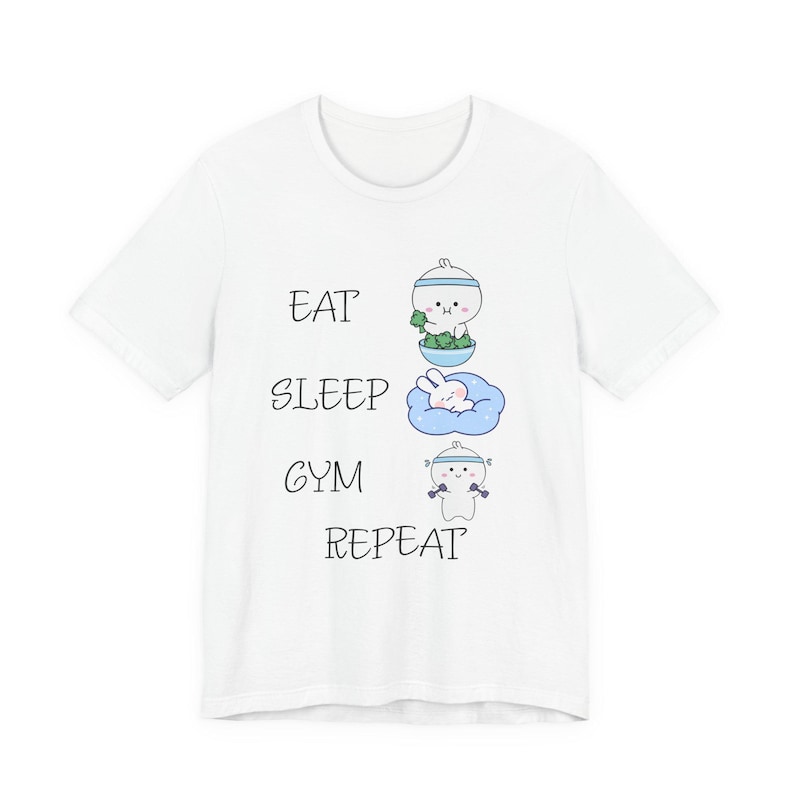 Eat Sleep Gym Repeat Tee | Playful Workout Cartoon Characters ...