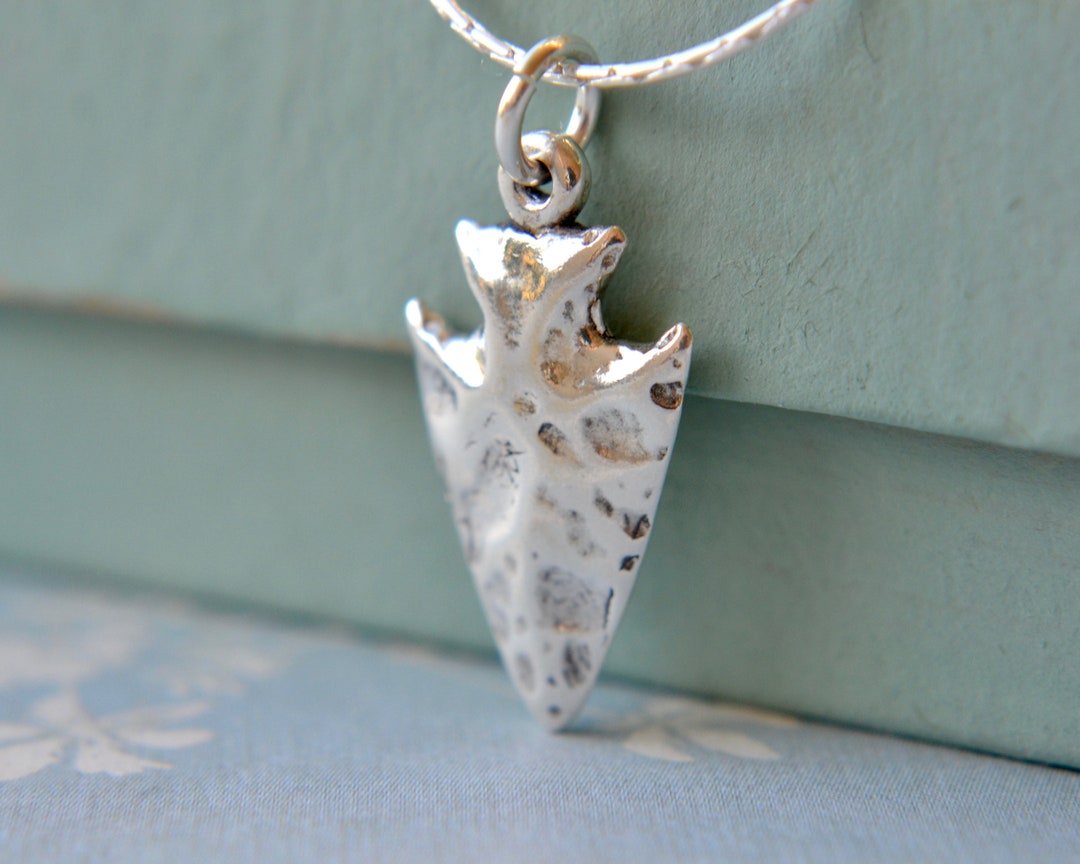 Sterling Silver Arrowhead Pendant on a Sterling Chain, Rustic Textured ...