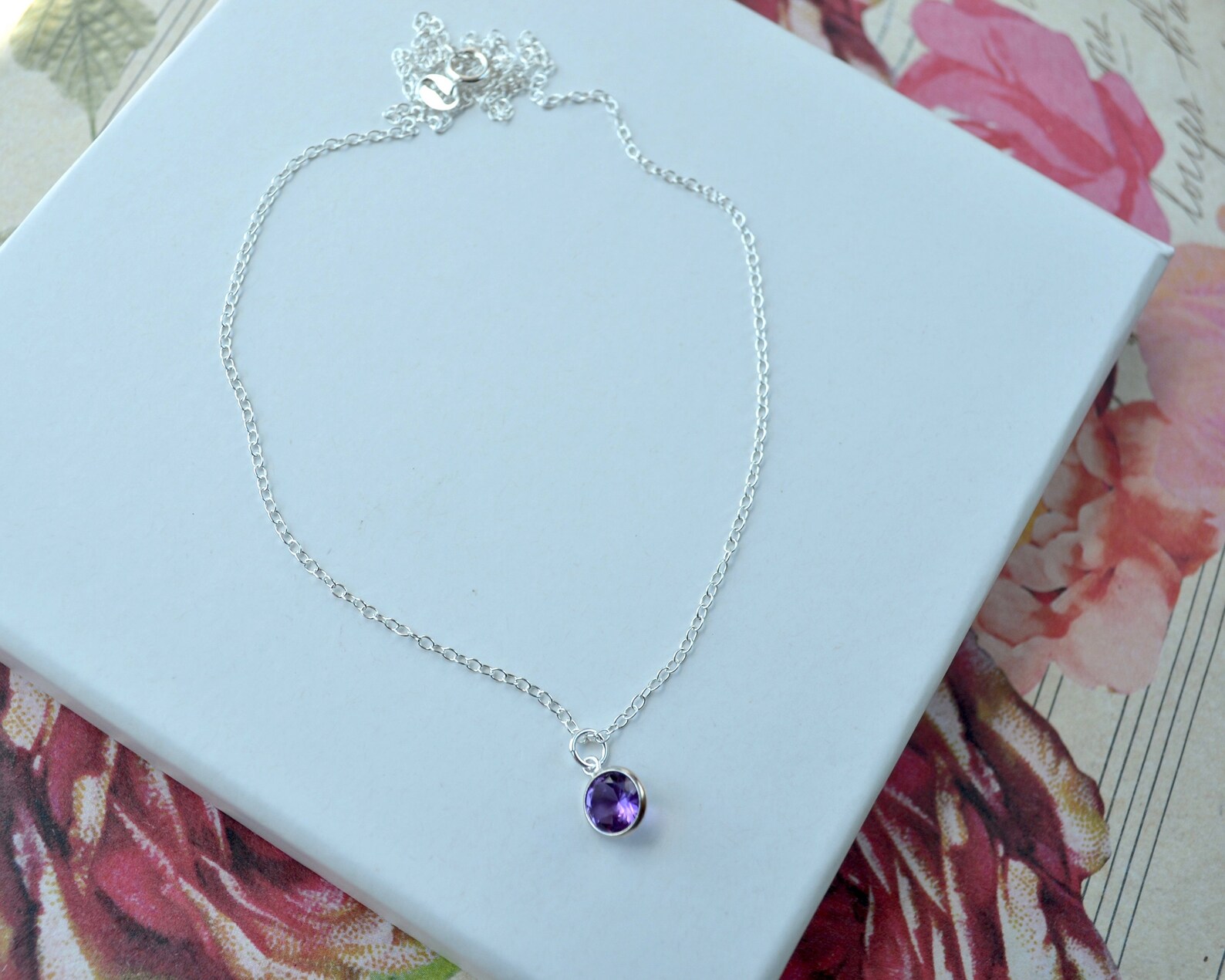 Amethyst Necklace February Birthstone Necklace Gem Necklace | Etsy