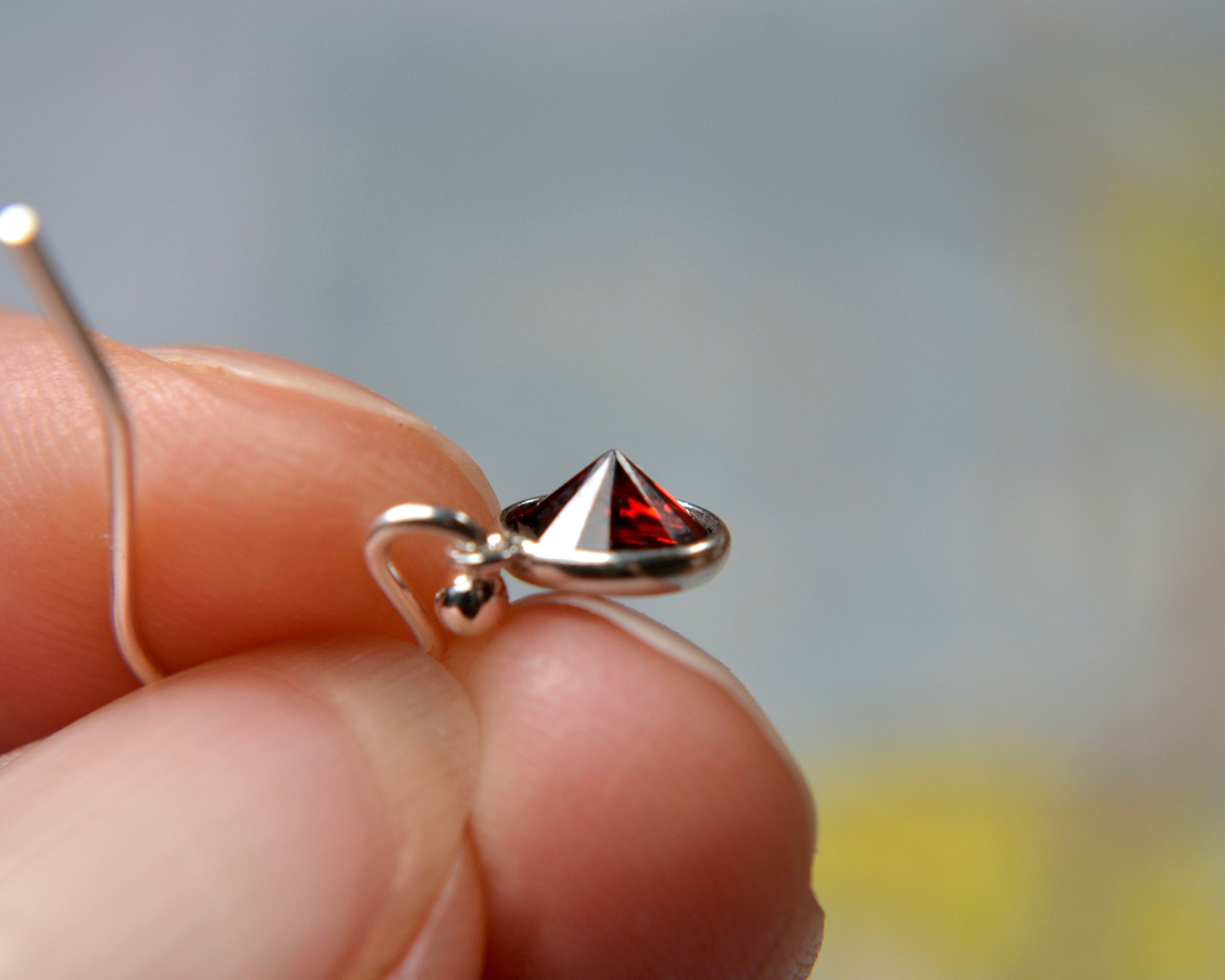 Tiny Red Cubic Zirconia Earrings With Sterling Silver - Etsy UK
