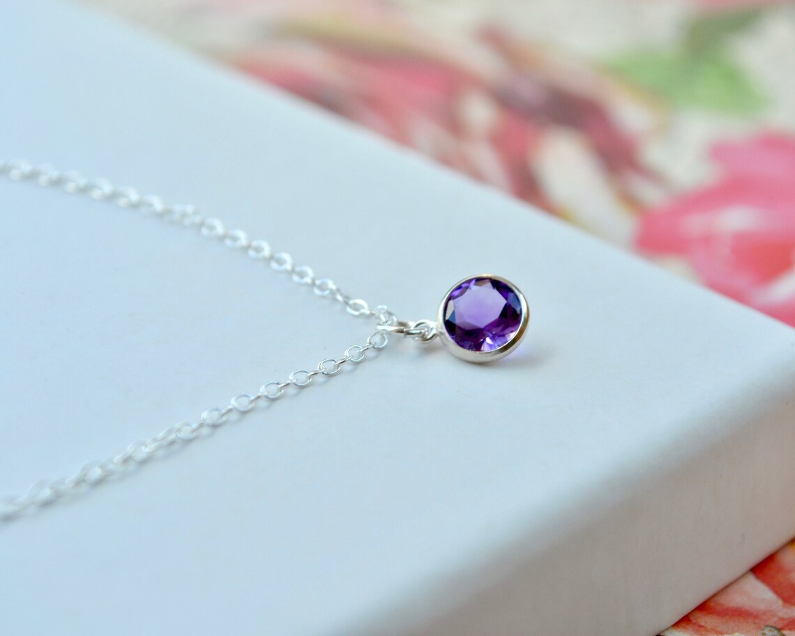 Amethyst Necklace February Birthstone Necklace Gem Necklace | Etsy