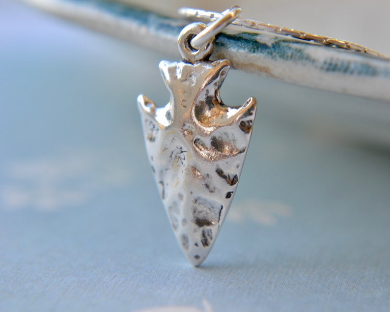 Sterling Silver Arrowhead Pendant on a Sterling Chain, Rustic Textured ...