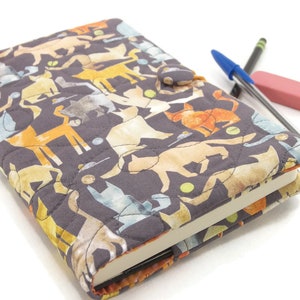 5 X 8 Inch Cat Journal Cover, Fabric Diary, Quilted Moleskine Slipcover ...