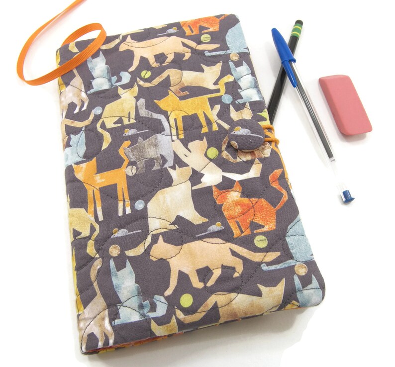 5 X 8 Inch Cat Journal Cover, Fabric Diary, Quilted Moleskine Slipcover ...