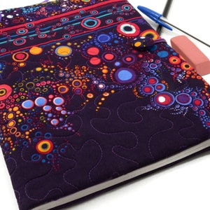 Purple Composition Notebook Cover, Quilted Fabric Journal - Colorful ...