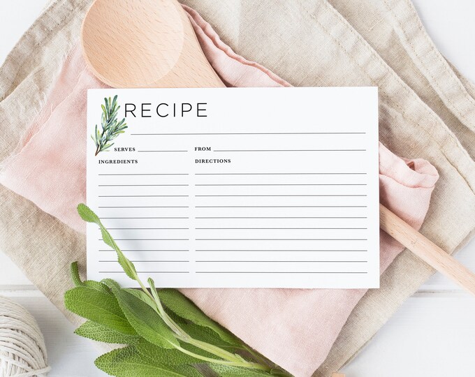 Rosemary Recipe Card Set for Recipe Box Printed Recipe Cards - Etsy