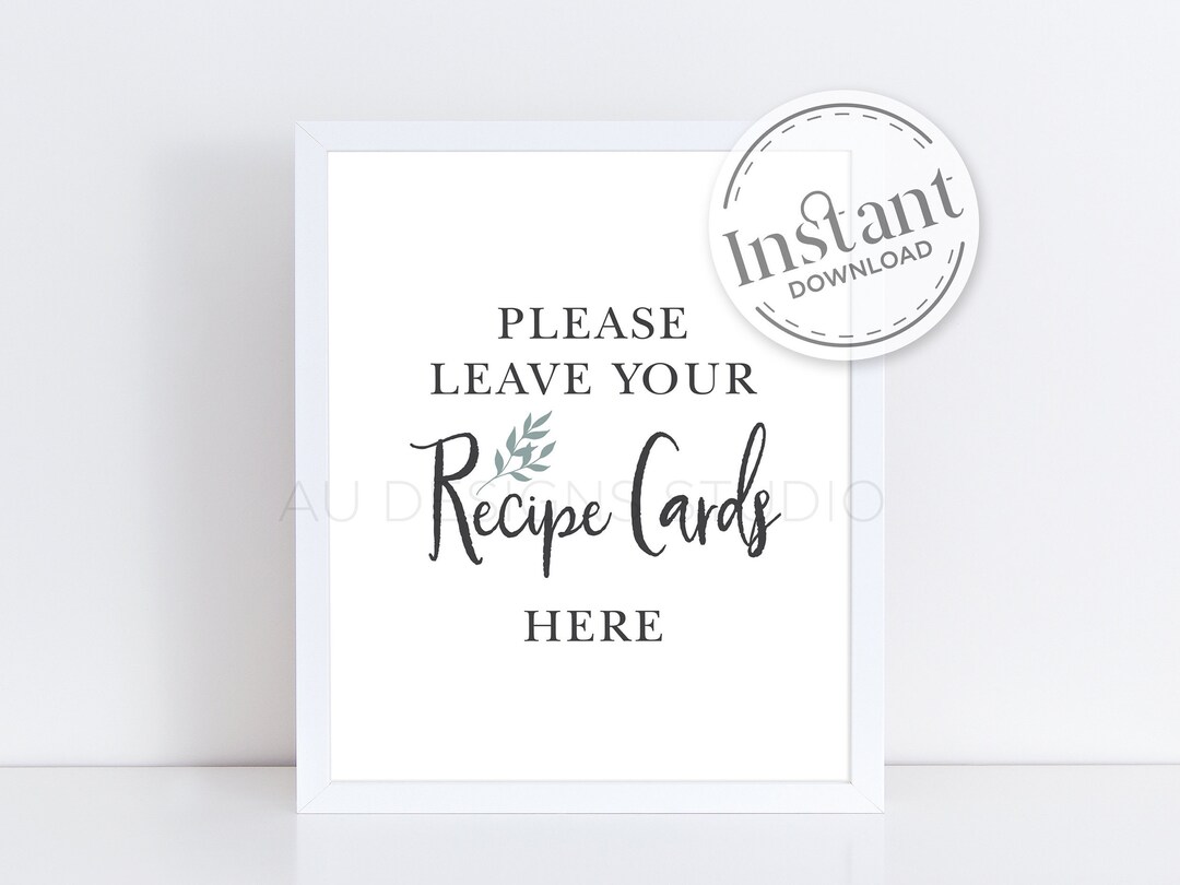Printable Recipe Card Sign , Place Your Recipe Cards Here, Leave Your ...