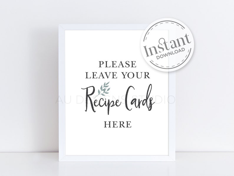 Printable Recipe Card Sign Place Your Recipe Cards Here | Etsy