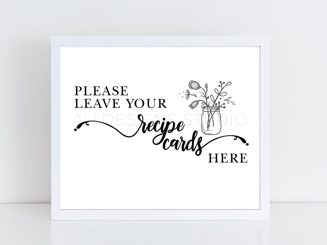 Printable Recipe Card Sign Place Your Recipe Cards Here - Etsy