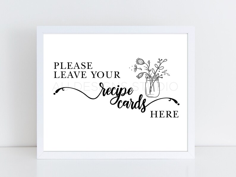 Printable Recipe Card Sign Place Your Recipe Cards Here - Etsy