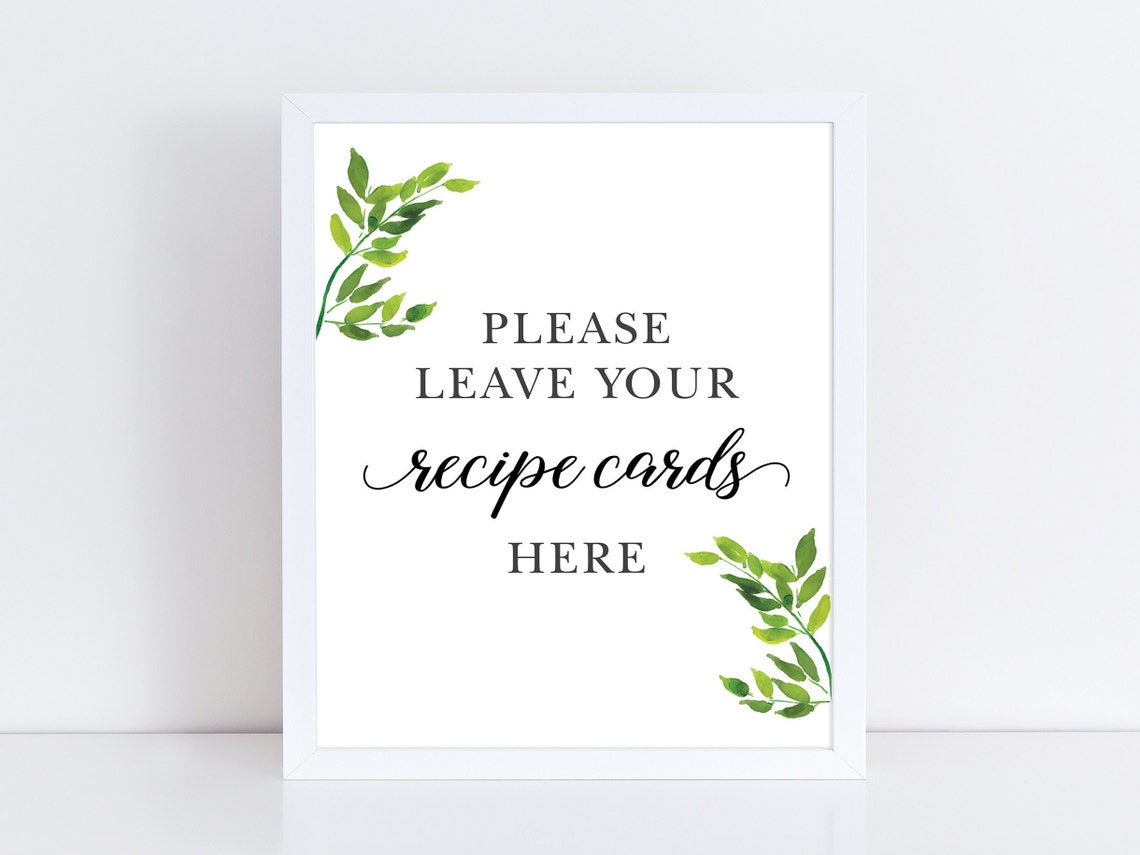 Printable Recipe Card Sign Leave Your Recipe Cards Here | Etsy