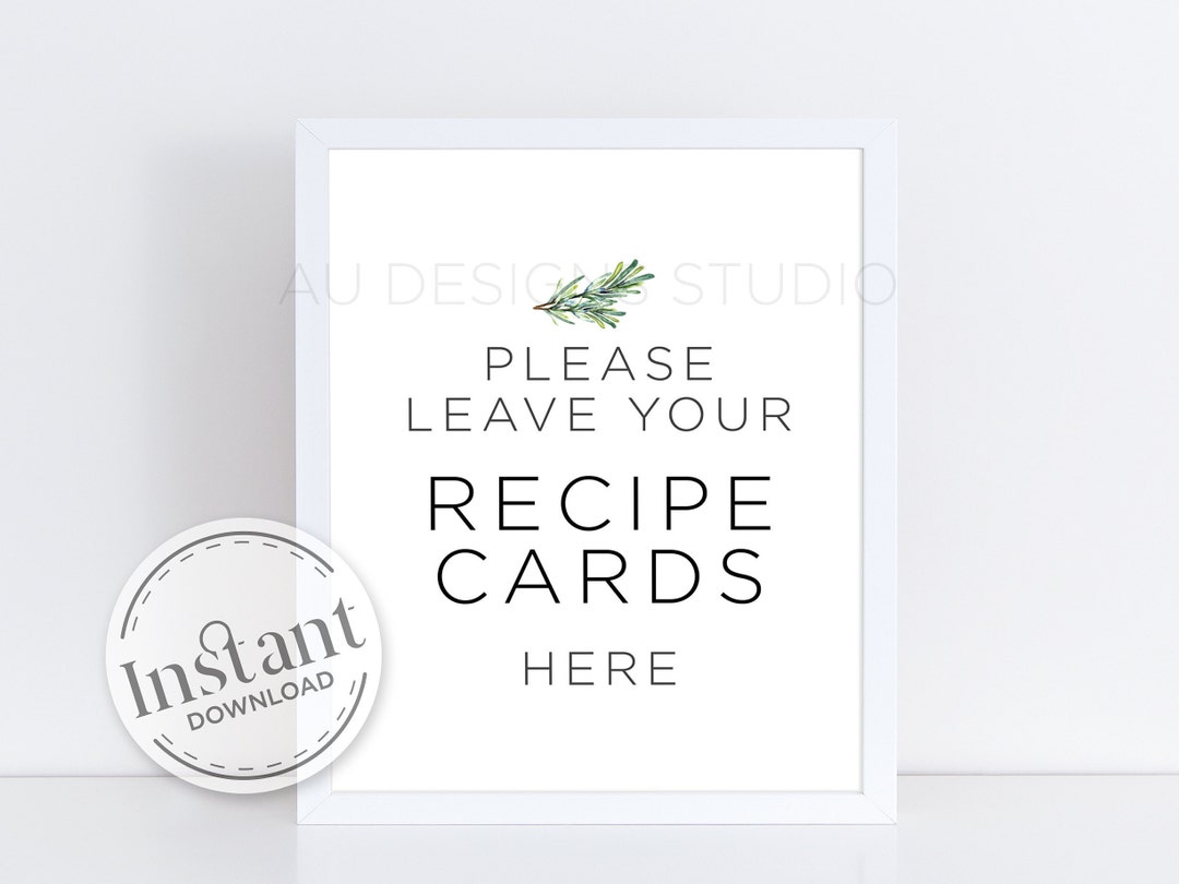 Printable Recipe Card Sign | Place Your Recipe Cards Here | Leave Your ...